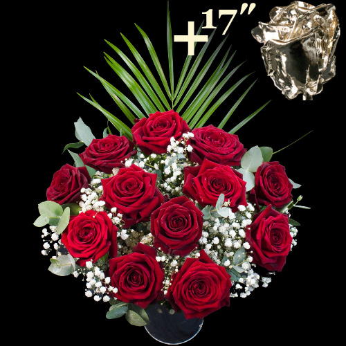 17inch long stemmed 24Kt Gold, Silver and Platinum Dipped Roses with ...